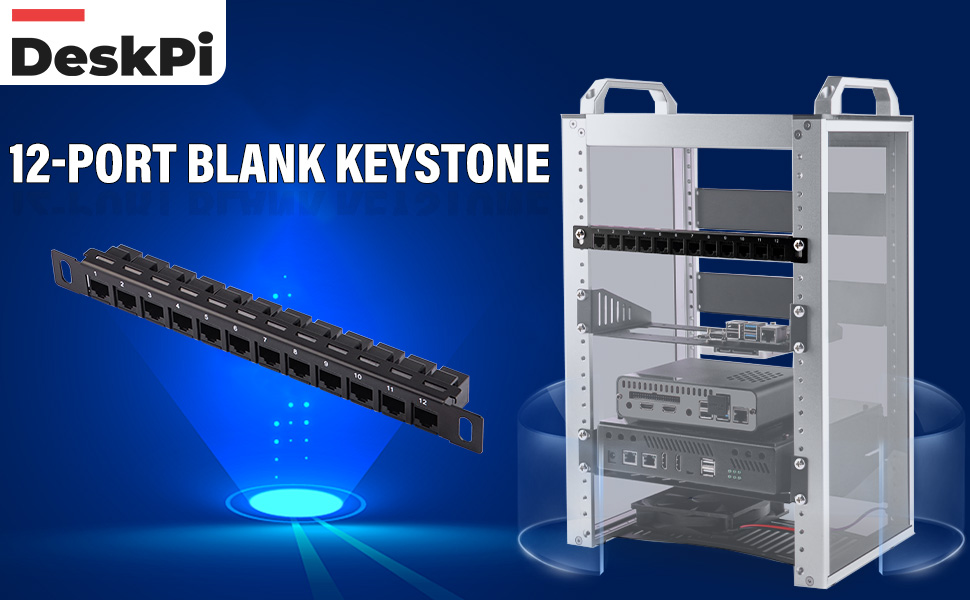 Deskpi Rackmate Phụ kiện Bảng vá 12 cổng, Bảng vá mạng 10 inch 0.5U ...