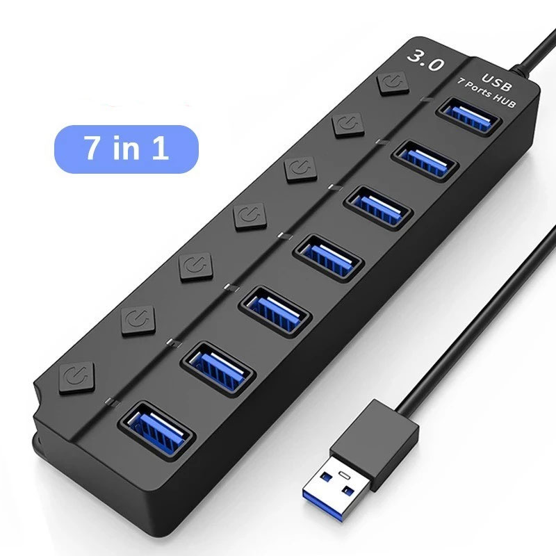 Hub USB 7 trong 1 USB sang USB 3.0 USB 2.0 Trạm dock có công tắc nguồn ...
