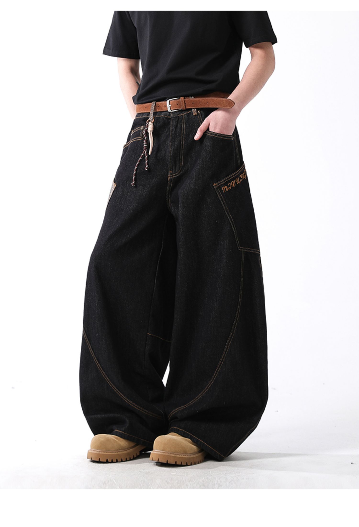 Quần jean nam Trail Echo Mùa hè mới của Mỹ cổ điển in hình con rắn túi lớn quần ống rộng ...