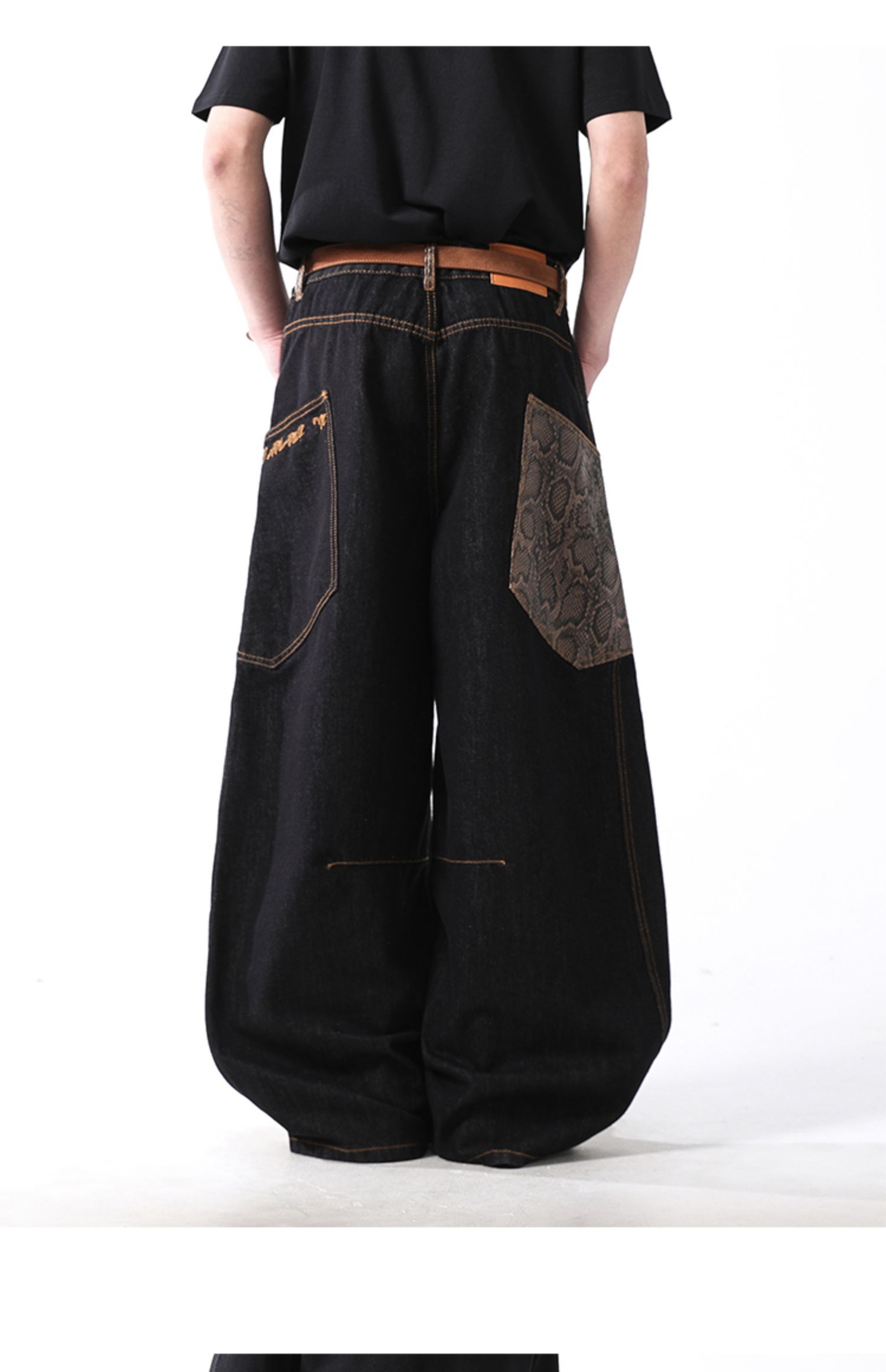 Quần jean nam Trail Echo Mùa hè mới của Mỹ cổ điển in hình con rắn túi lớn quần ống rộng ...