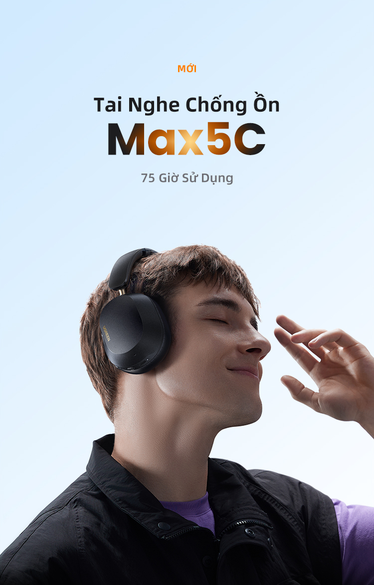 UGREEN HiTune Max5c Tai nghe loại bỏ tiếng ồn chủ động Hybrid 43dB Khử tiếng ồn chủ động Hi-Res ...