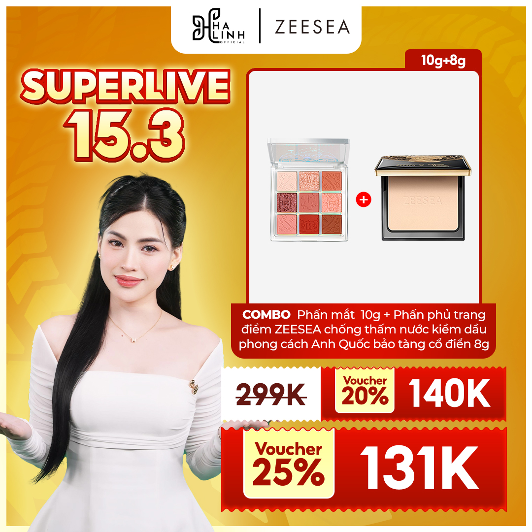 [VÕ HÀ LINH x ZEESEA] COMBO Phấn mắt 10g + Phấn phủ trang điểm ZEESEA chống thấm nước kiềm dầu ...