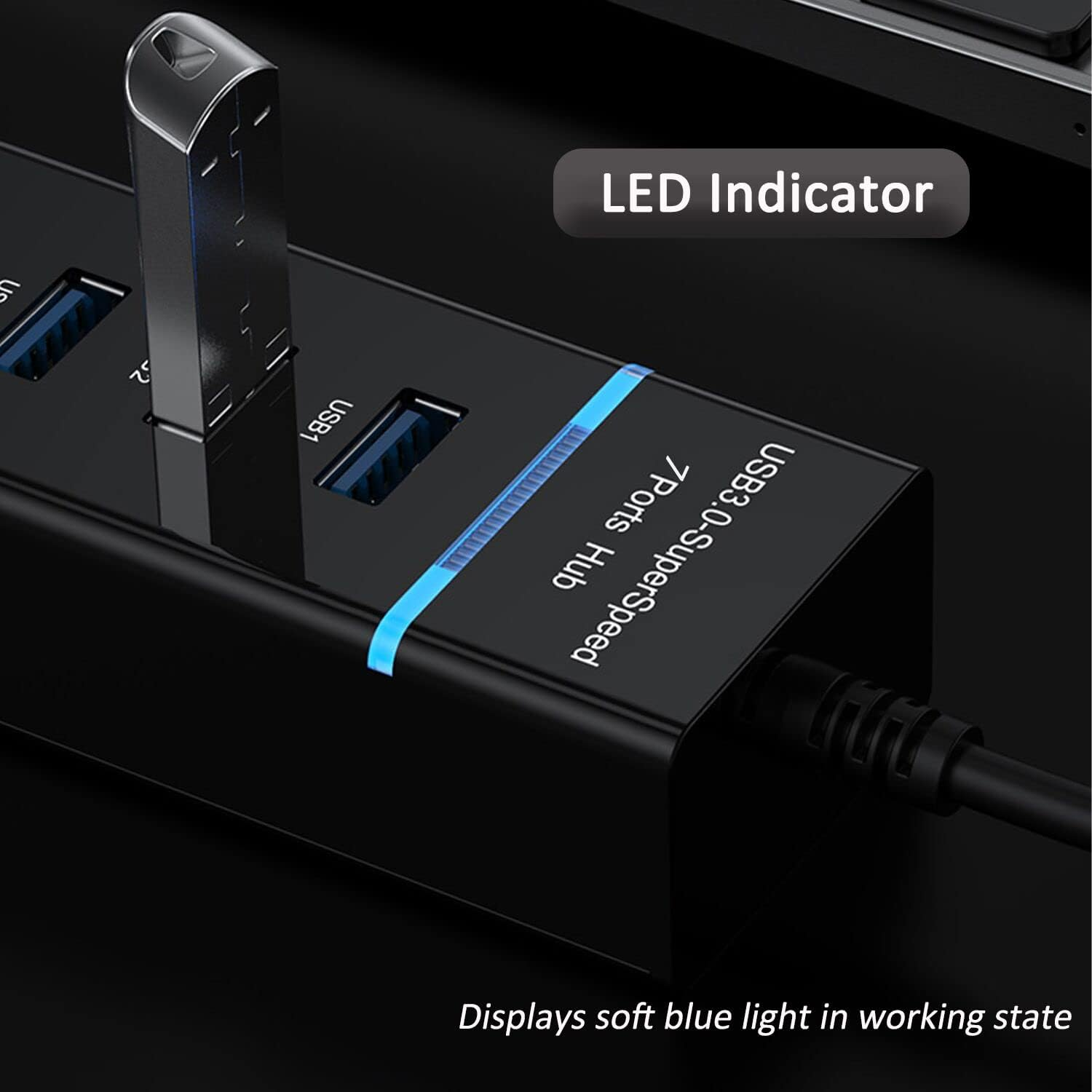 Cổng USB HUB 7in1 USB Siêu Tốc Bộ chia 5Gbps Cáp dài 1,2m có đèn LED ...