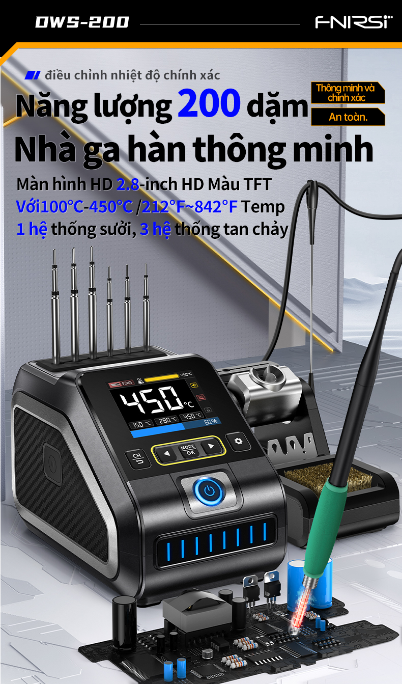 Fnirsi DWS-200 200W Điện Trả Lại Làm Nóng Hàn Sắt Staion C210 C245 Hàn ...