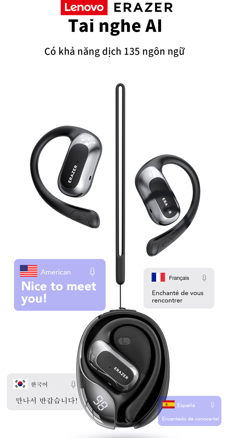 Lenovo Erazer X5 Tai Nghe Bluetooth Dịch Tai nghe Bluetooth 5.4 OWS Tai nghe thể thao IPX5 không ...