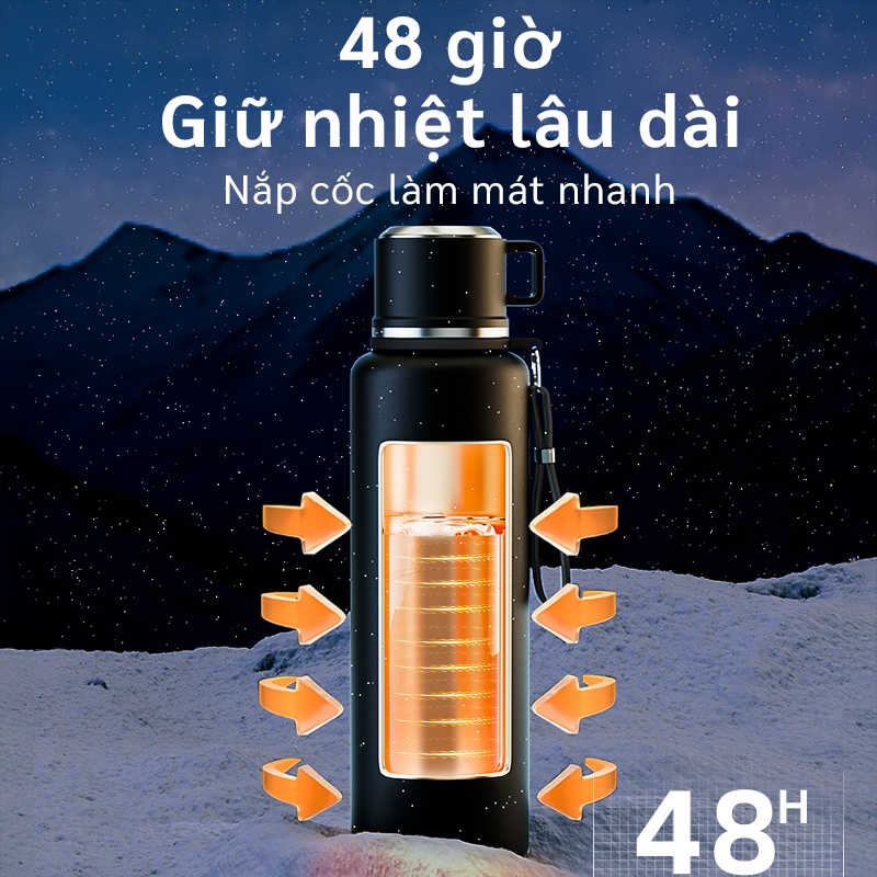GIANXI Bình giữ nhiệt 48h 316, có nắp chống tràn, 600ml-1500ml giữ nhiệt lâu, và nắp có tay cầm ...