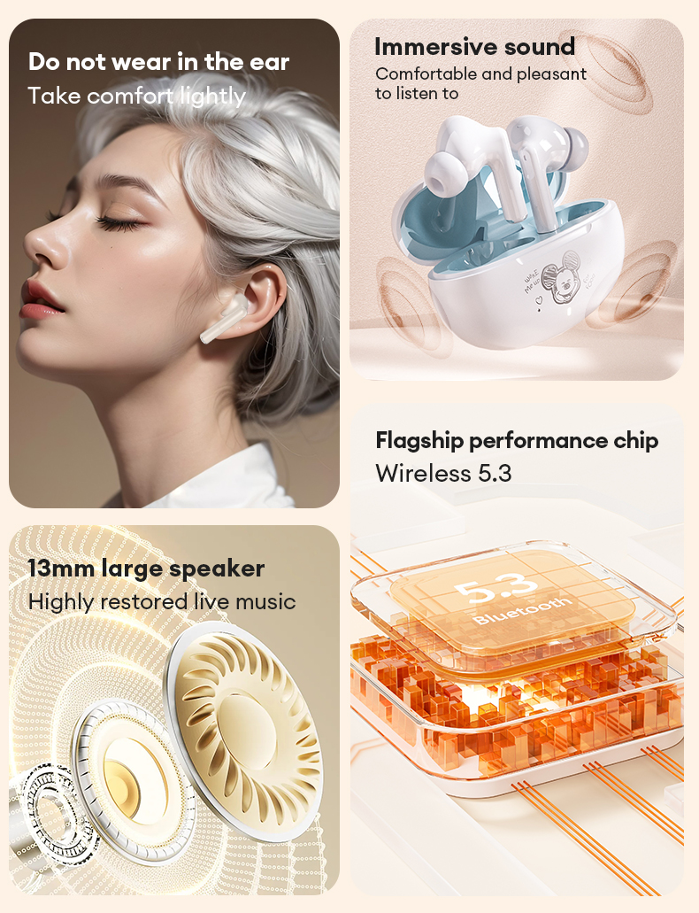 Tai nghe Bluetooth Disney J02 Tai nghe không dây Cảm ứng thông minh ...