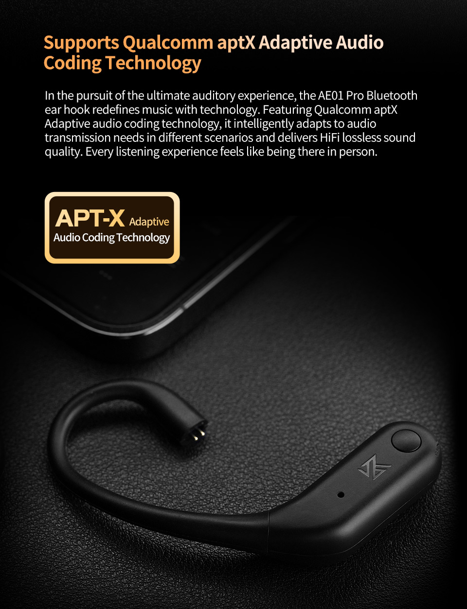 Kz AE01 PRO Bluetooth 5.2 Tai nghe móc tai không dây Cáp nâng cấp Dây tai nghe Hifi cho EDX PRO ...