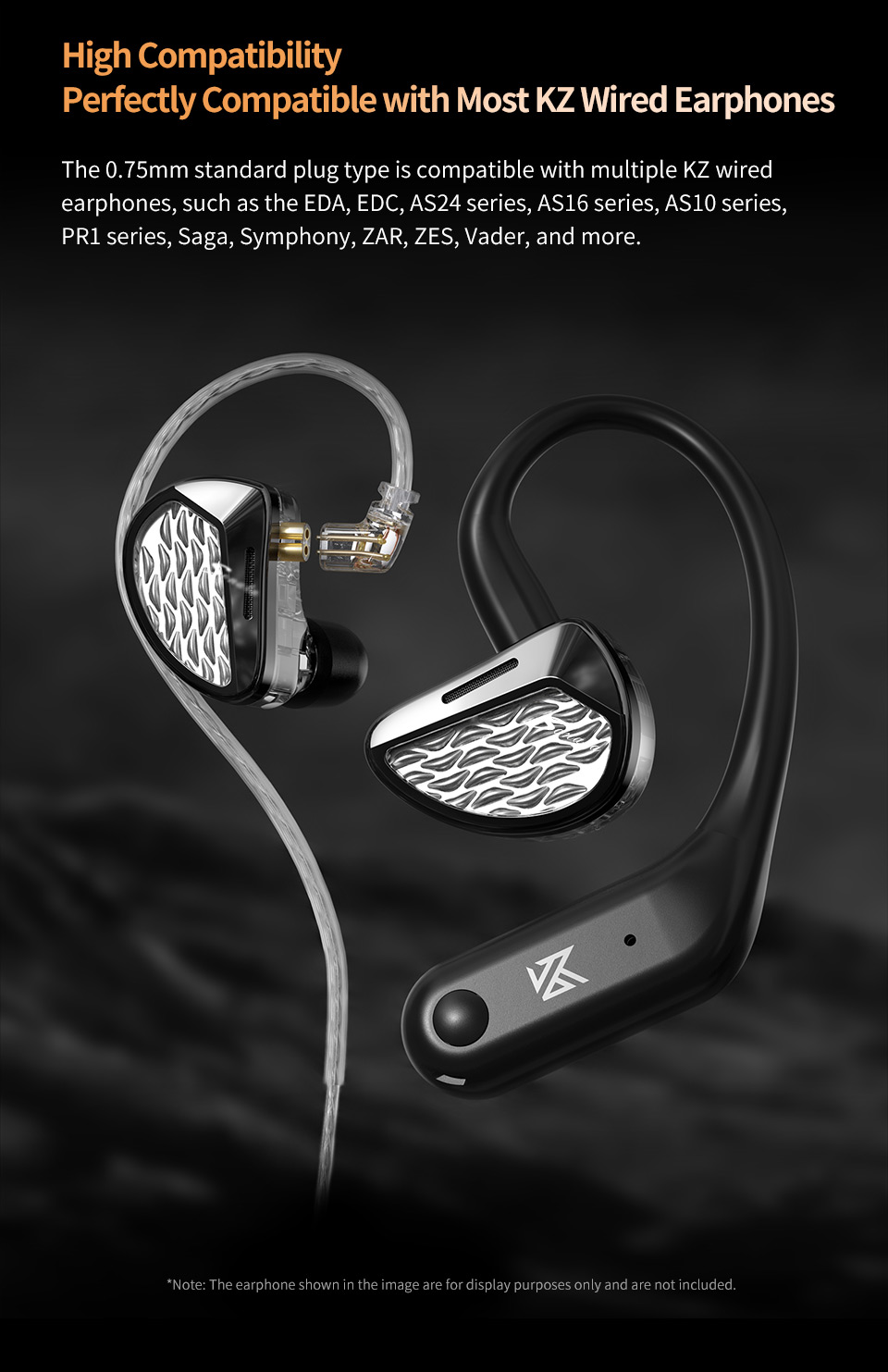 Kz AE01 PRO Bluetooth 5.2 Tai nghe móc tai không dây Cáp nâng cấp Dây tai nghe Hifi cho EDX PRO ...