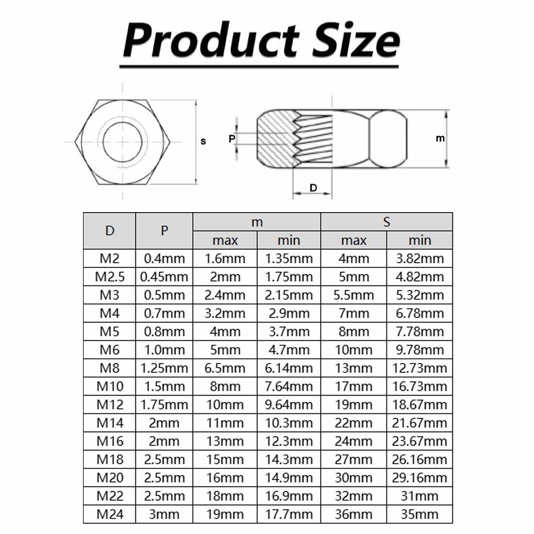 Ta2 Titan Nut Hệ mét Lục giác Full Nuts M3 M4 M5 M6 M8 M10 M12 M14 M16 ...