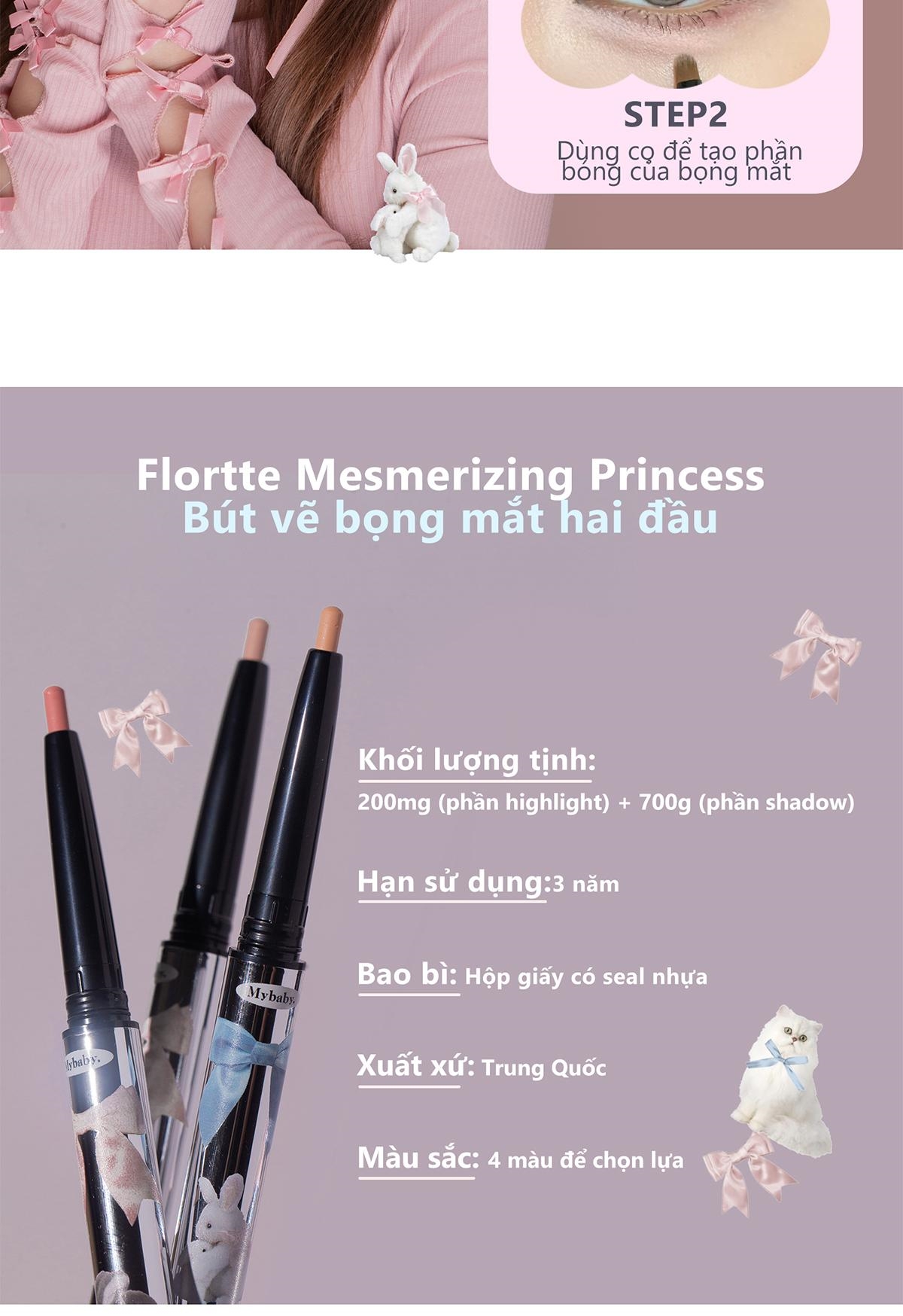Bút chì Aegyo-sal hai đầu FLORTTE Mesmerizing Princess (4 Màu) 200mg / 700mg FLORTTE Offical ...