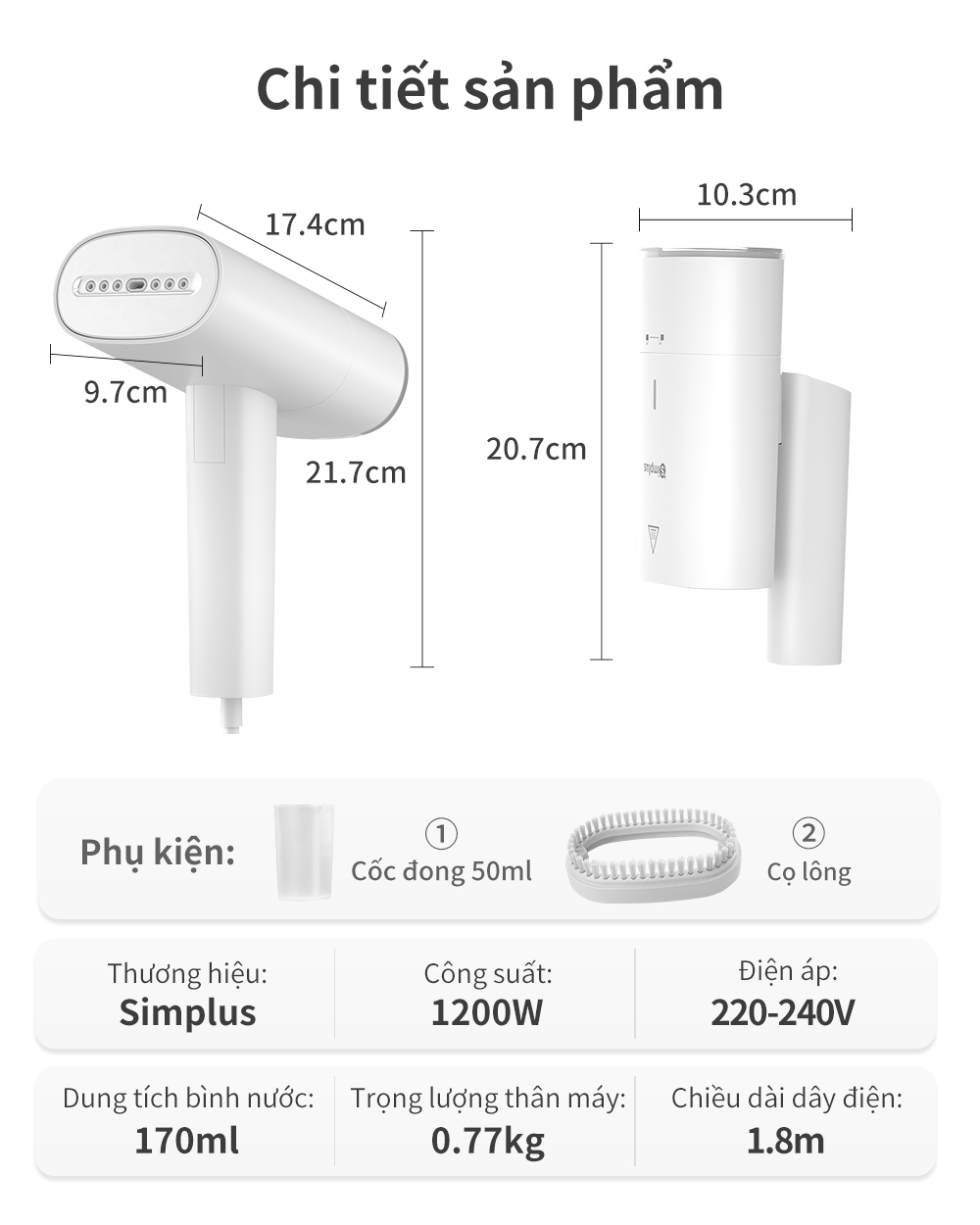 Simplus Bàn Ủi Hơi Nước Cầm Tay 180ml Công Suất Lớn 1200W (GTJH020) – Bảo Hành 12 Tháng | Shopee ...