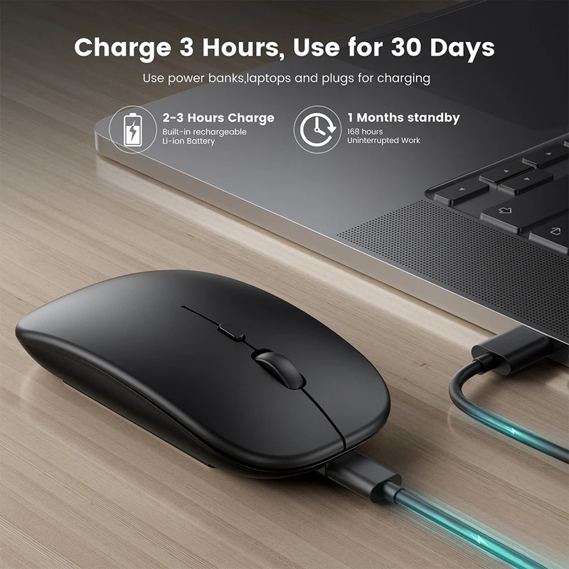 Chuột USB Không Dây 2.4G Bluetooth 5.0 Sạc RGB 1600DPI Im Lặng Cho ...