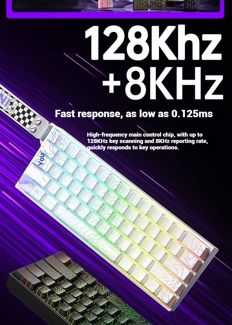 AULA MINI 60HE Ba chế độ Tùy chỉnh RT0.01 E-sports Bàn phím cơ trò chơi ...