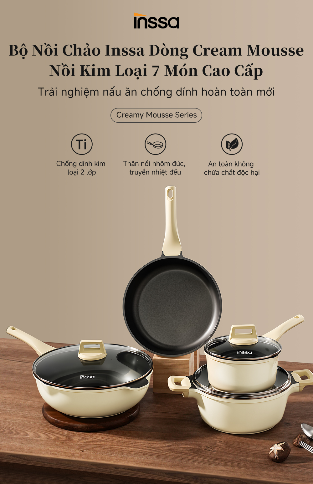 [Võ Hà Linh x Simplus] Bộ Nồi Chảo 7 Món Nhôm Đúc Chống Dính Bền Bỉ ...