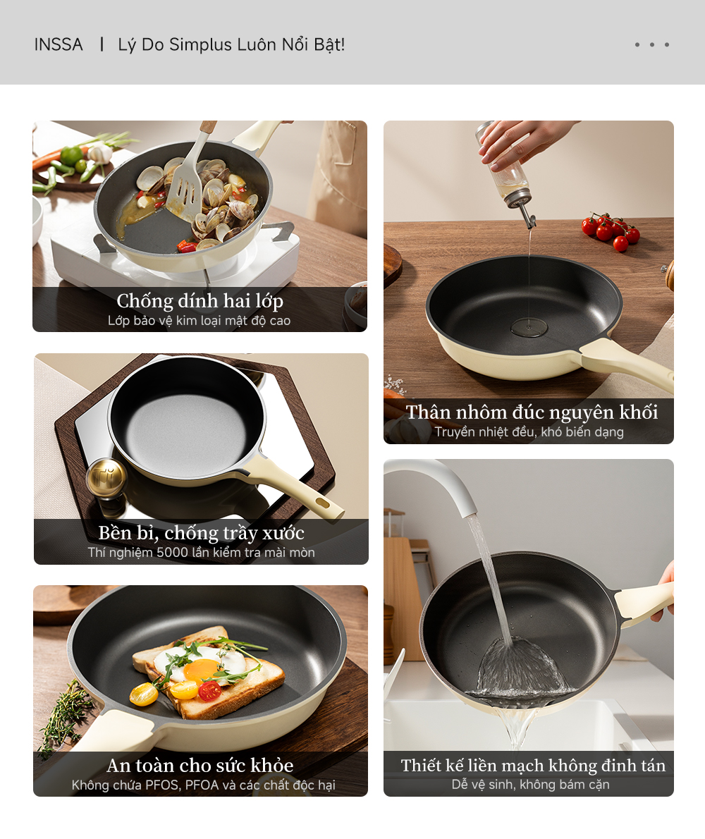 [Võ Hà Linh x Simplus] Bộ Nồi Chảo 7 Món Nhôm Đúc Chống Dính Bền Bỉ ...