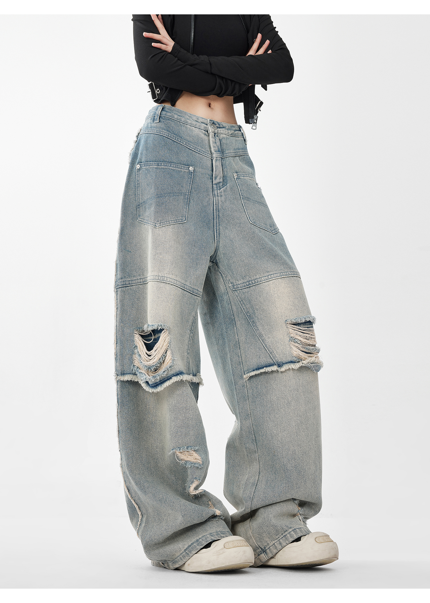 Quần jean nam Trail Echo Mùa hè mới của Mỹ retro rách viền thô phù hợp với quần thẳng | Shopee ...