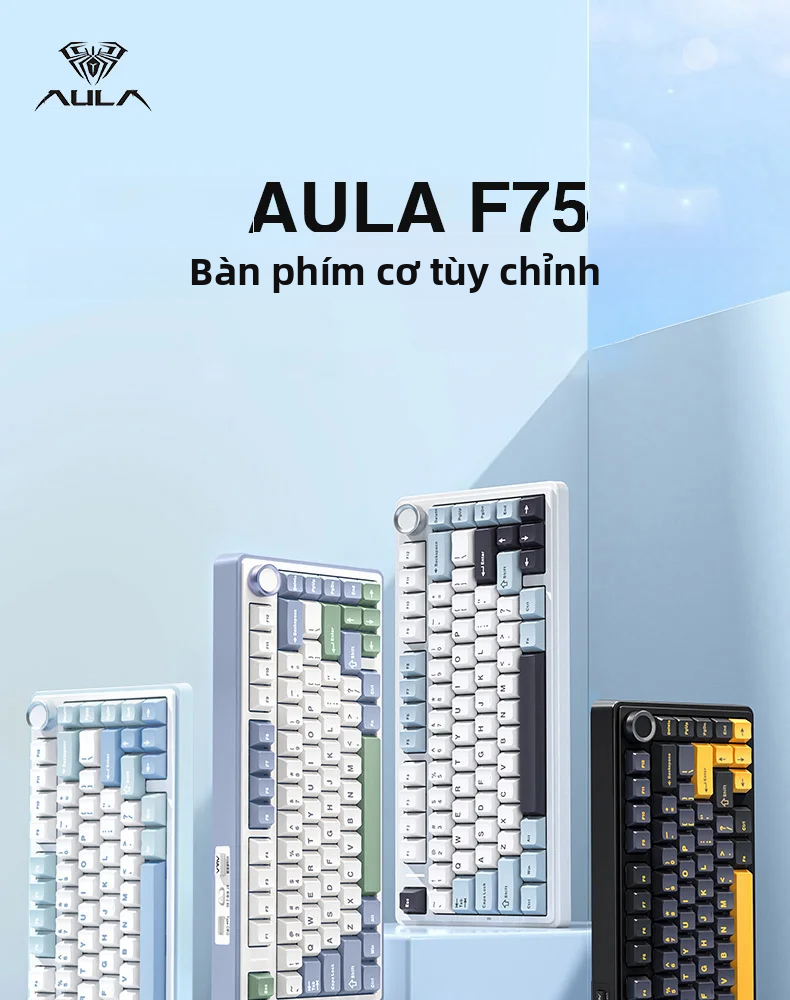 Bàn phím cơ Aula F75 80 phím có cấu trúc đệm Thể thao điện tử Bluetooth ...