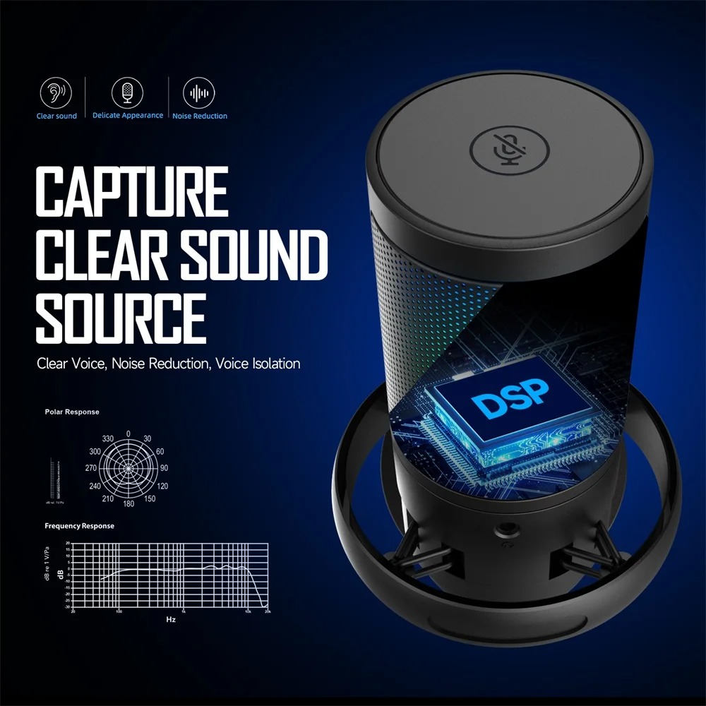 Microphone ME6S RGB USB, Microphone ngưng tụ cho Gaming PC, Điện thoại ...