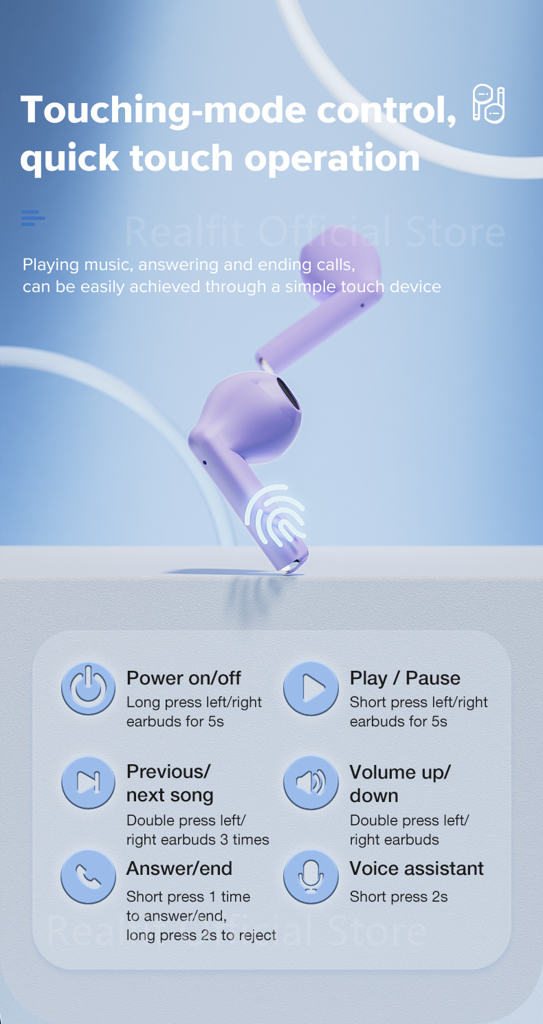 Tai nghe Bluetooth Realfit F1TWS Tai nghe chơi game thể thao không dây Mini có Mic Gọi Video ...