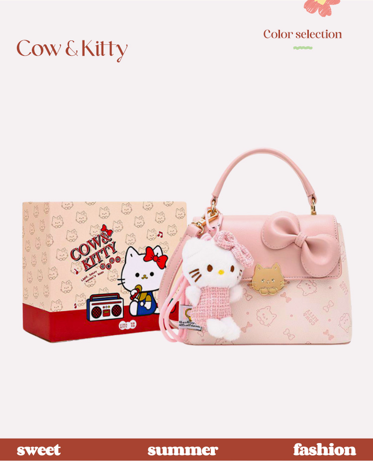 BORRY ROSA / COW & KITTY Túi xách đeo chéo màu hồng túi giỏ màu hồng có ...