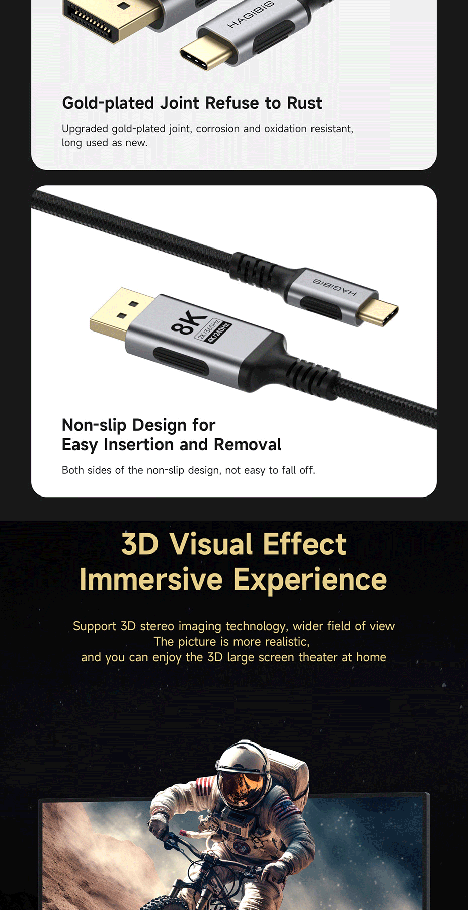 Cáp Hagibis 8K USB c sang DisplayPort 1.4 Cáp Type-c sang DP siêu mềm ...