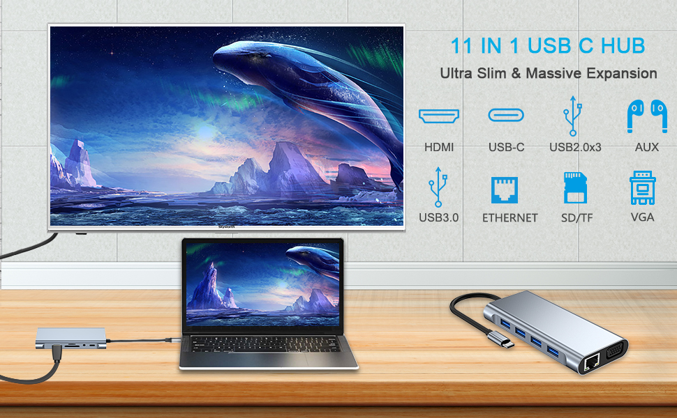 Hub type c usb 3.0 11 port trạm hub chuyển đổi bộ chia mở rộng kết nối ...