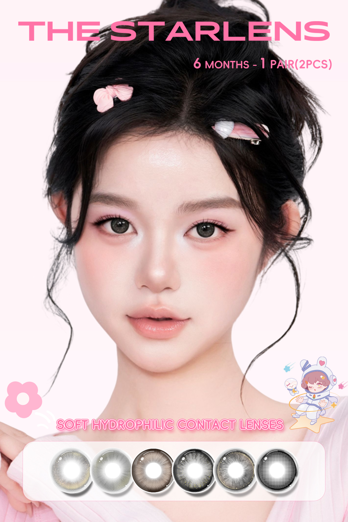 Kính áp tròng Starlens Nâu/Xám Kính áp tròng mềm Cấp độ 0.0-8.0 trong 1 ngày đã qua sử dụng ...