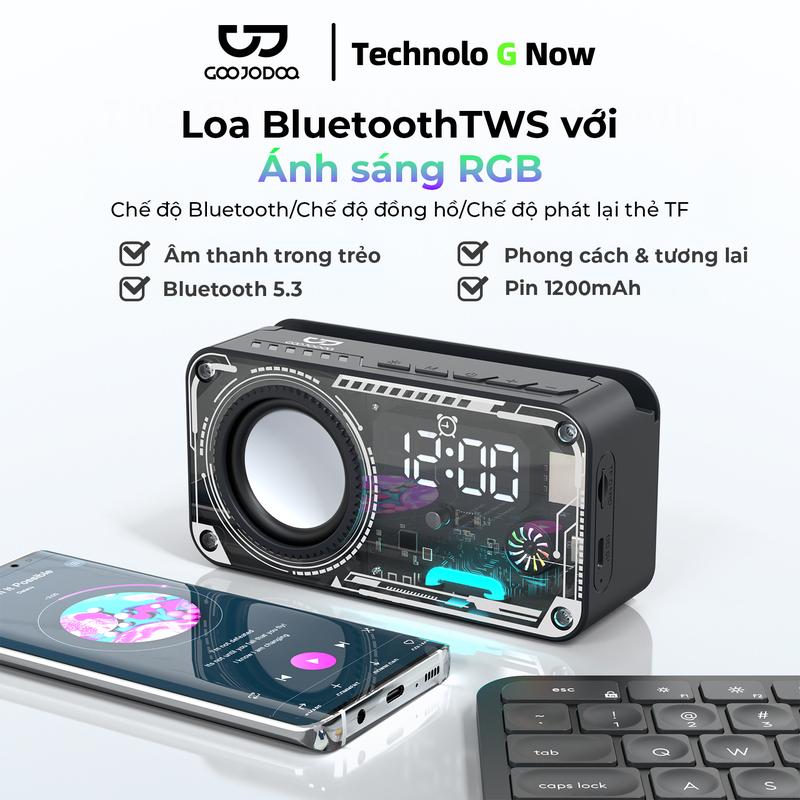 GOOJODOQ Loa Bluetooth không dây Thiết kế gió cơ khí Hiển thị thời gian ...