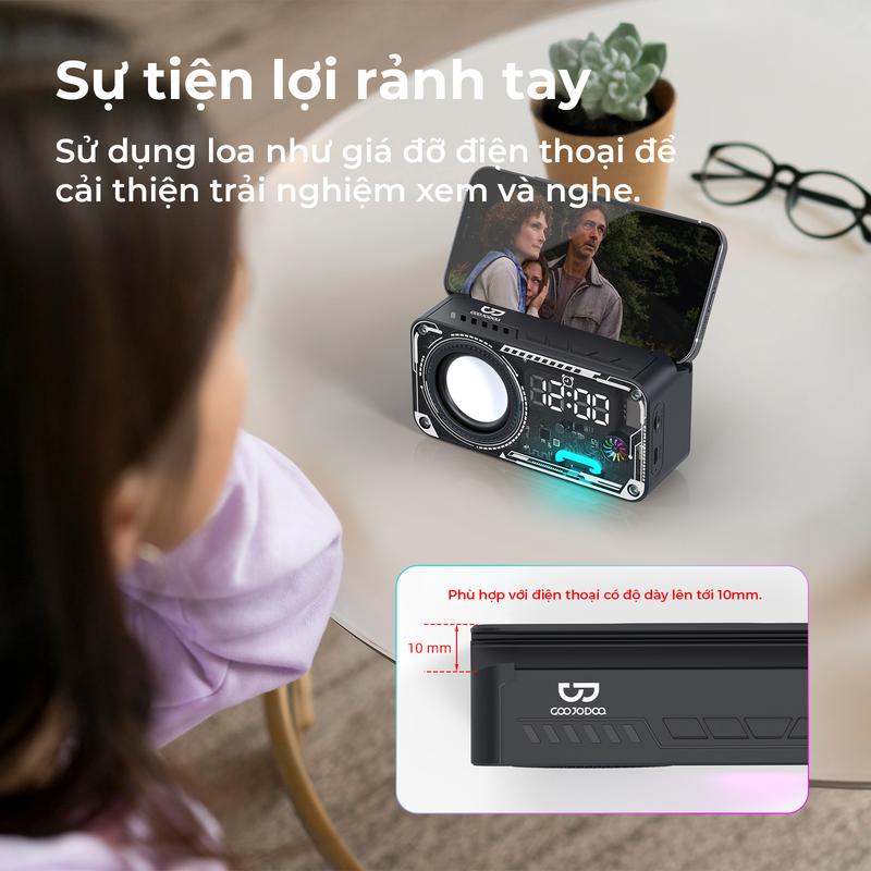 GOOJODOQ Loa Bluetooth không dây Thiết kế gió cơ khí Hiển thị thời gian ...