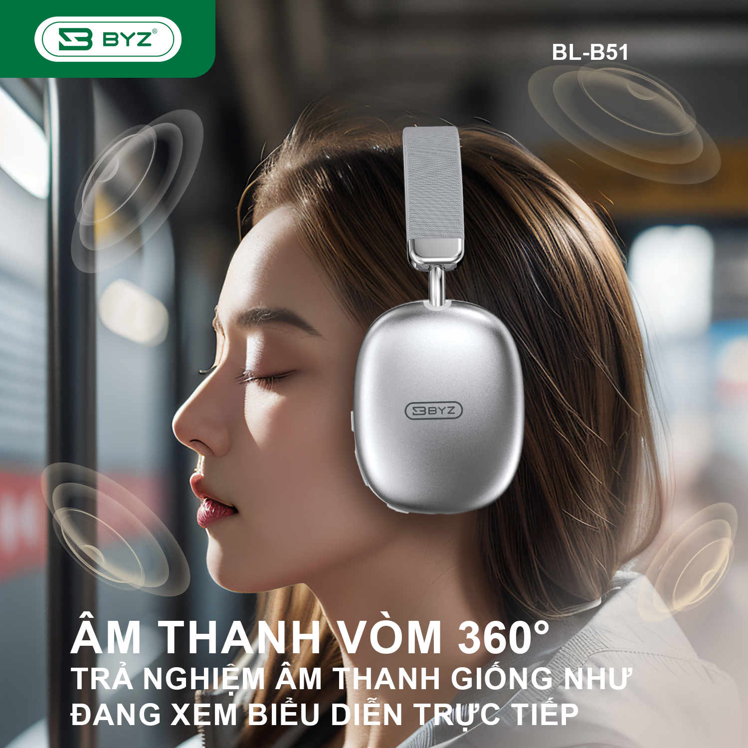 Tai nghe bluetooth BYZ B51 ụp tai, pin trâu, siêu thoải mái | Shopee ...