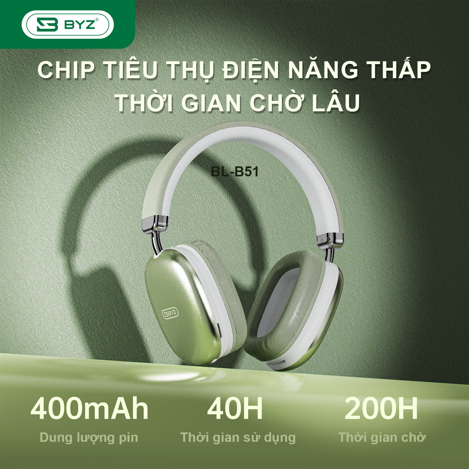 Tai nghe bluetooth BYZ B51 ụp tai, pin trâu, siêu thoải mái | Shopee ...