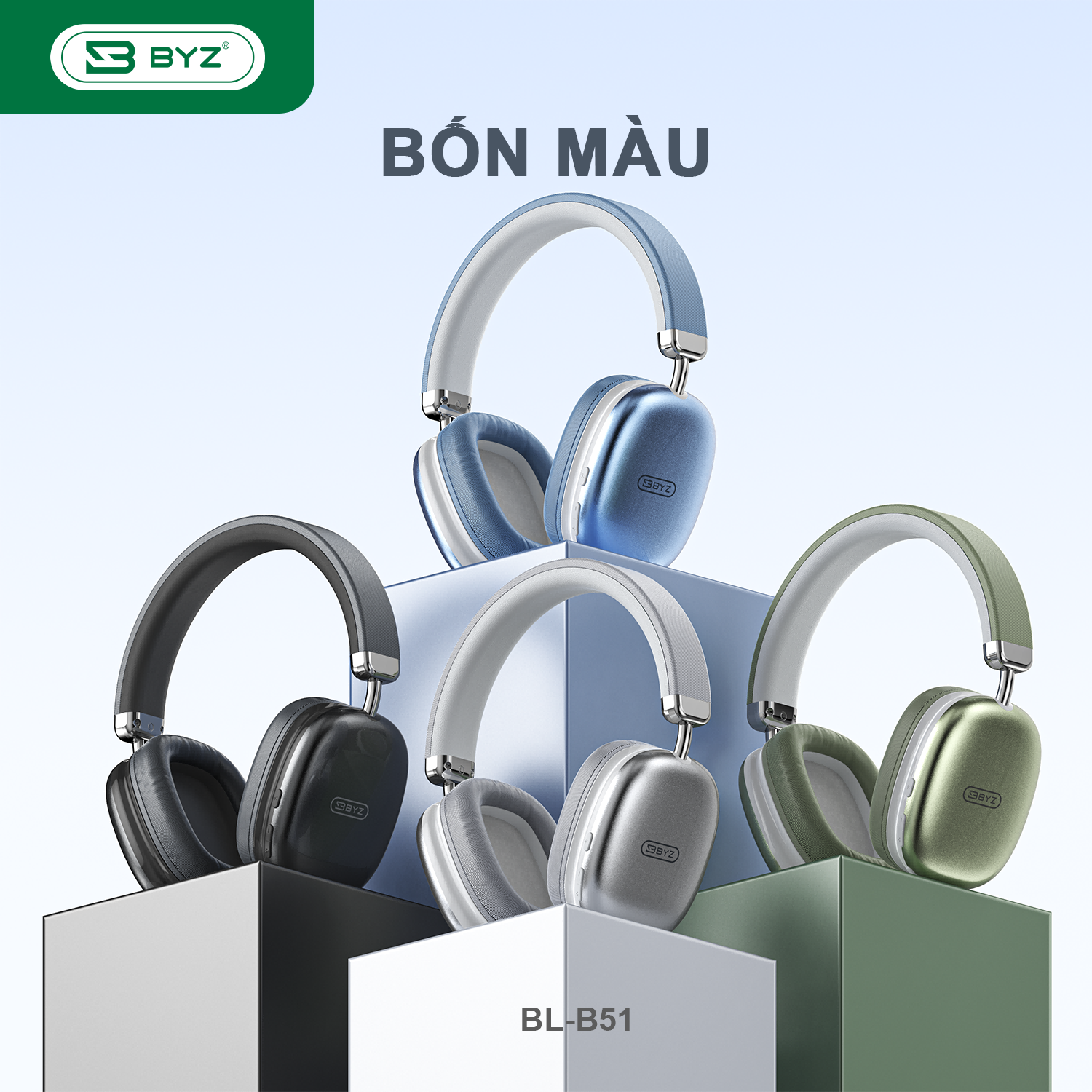 Tai nghe bluetooth BYZ B51 ụp tai, pin trâu, siêu thoải mái | Shopee ...
