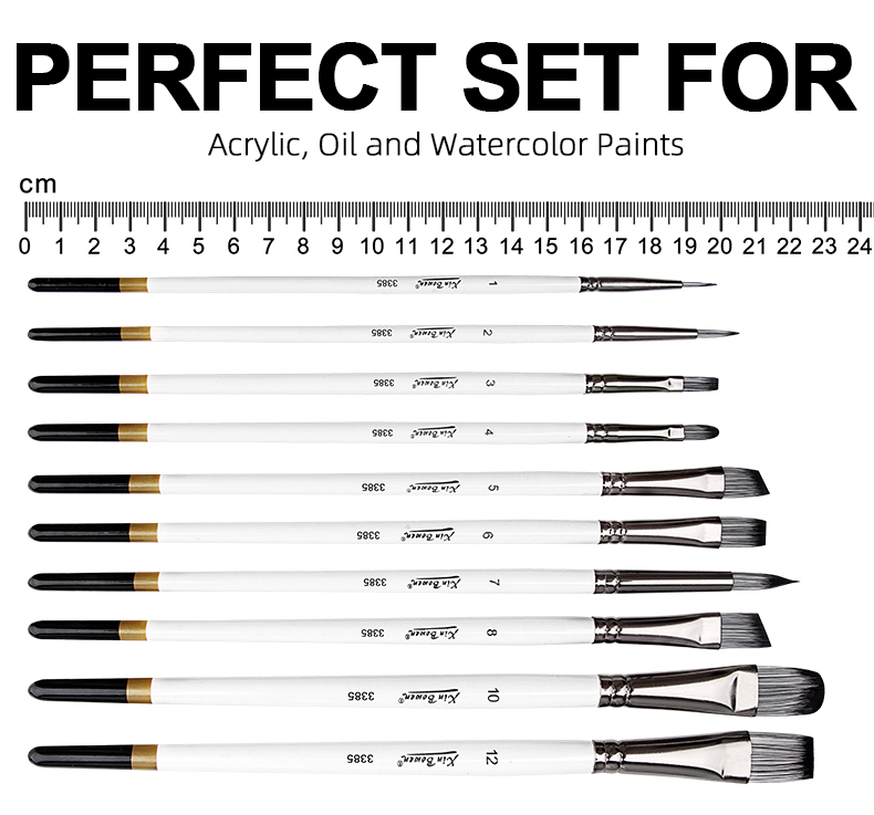 Bộ 10 Cọ Sơn Chuyên Nghiệp - Lông Nylon Cho Acrylic, Dầu, Màu Nước, Chi ...