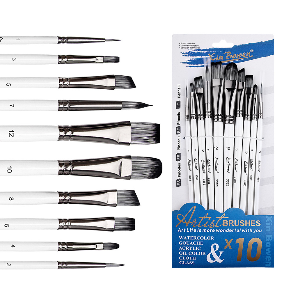 Bộ 10 Cọ Sơn Chuyên Nghiệp - Lông Nylon Cho Acrylic, Dầu, Màu Nước, Chi ...