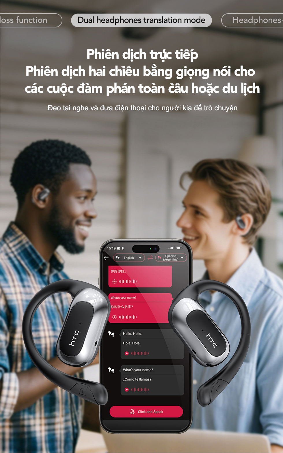 HTC NE21 Tai Nghe Phiên Dịch tai nghe bluetooth 6.0 Tai nghe không dây ...