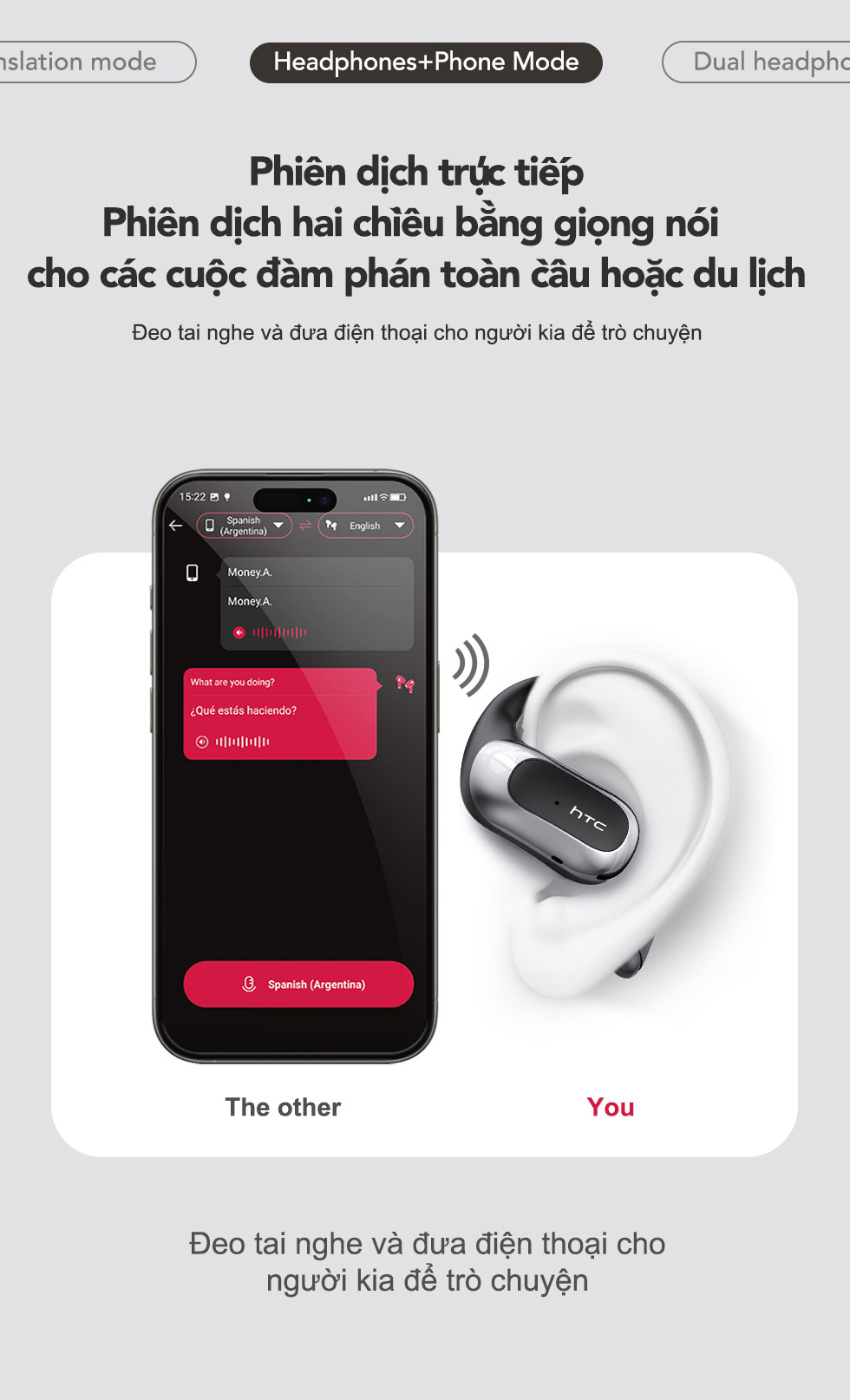 HTC NE21 Tai Nghe Phiên Dịch tai nghe bluetooth 6.0 Tai nghe không dây ...