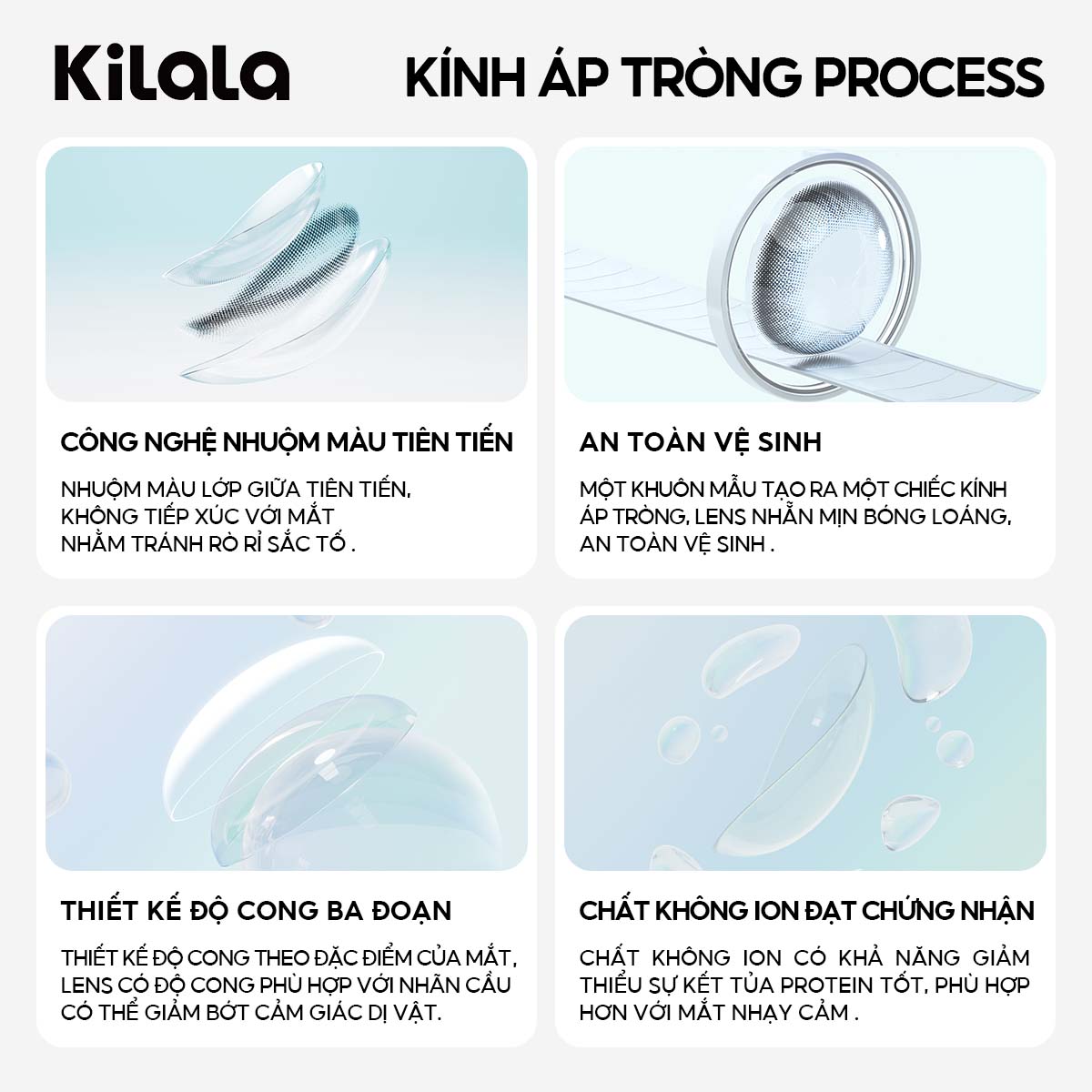 Kính áp tròng Kilala màu lam Pandora Blue lens cận 6 tháng DIA 14.2mm ...