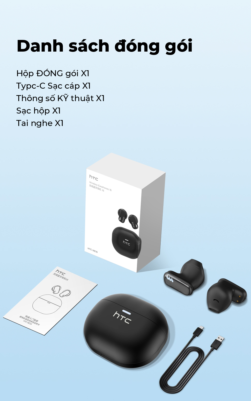 HTC NE16 Tai Nghe Phiên Dịch AI Tai nghe nhét tai Tai nghe Bluetooth 6. ...