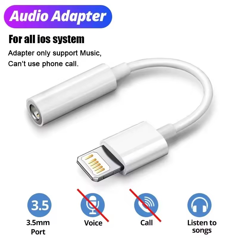 Cáp chuyển đổi giắc cắm tai nghe 3,5 mm Aux cho điện thoại IOS 11 12 13 ...