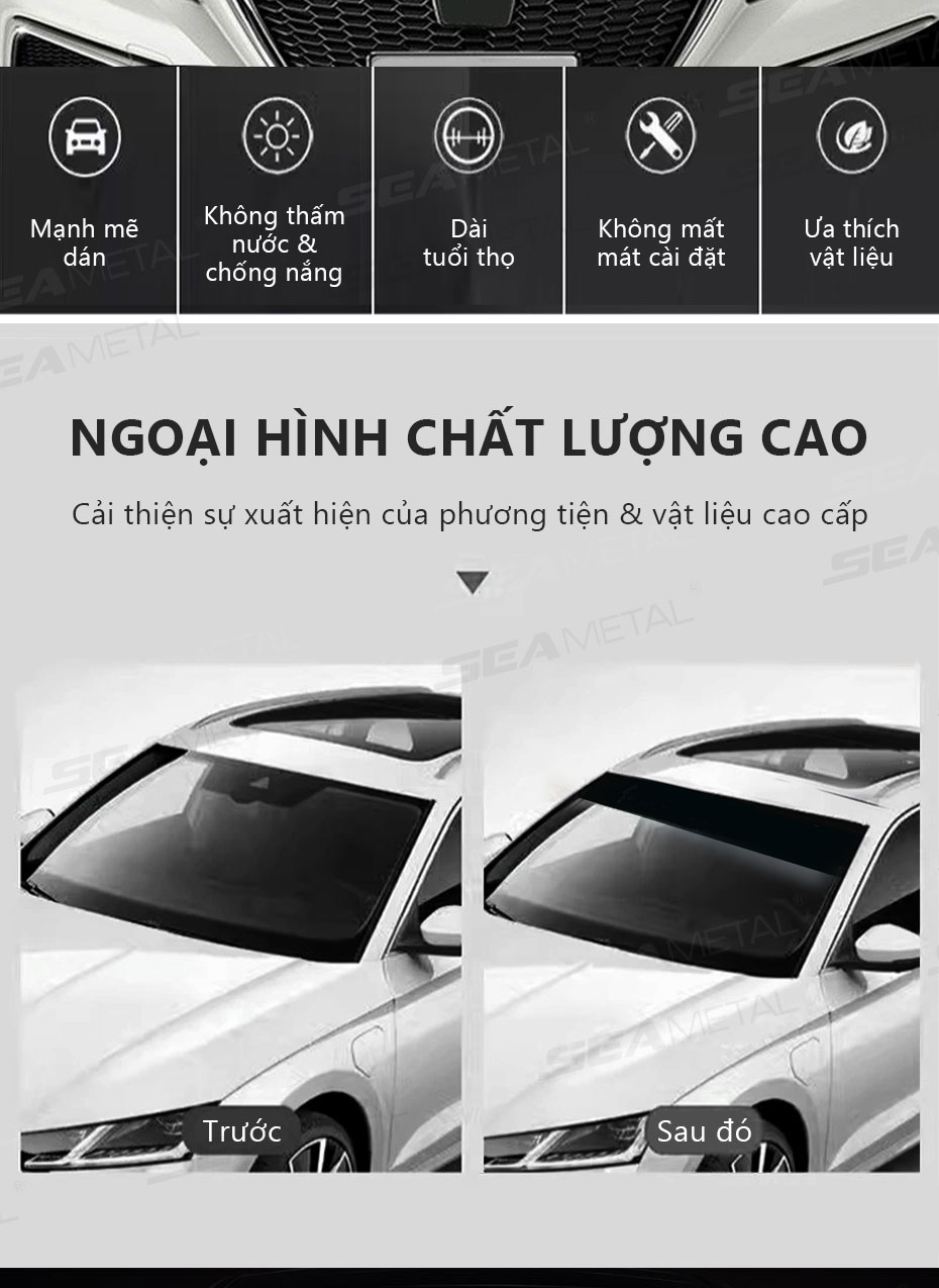 SEAMETAL Kính chắn gió phía trước ô tô Nhãn dán trong suốt Tấm che nắng ...