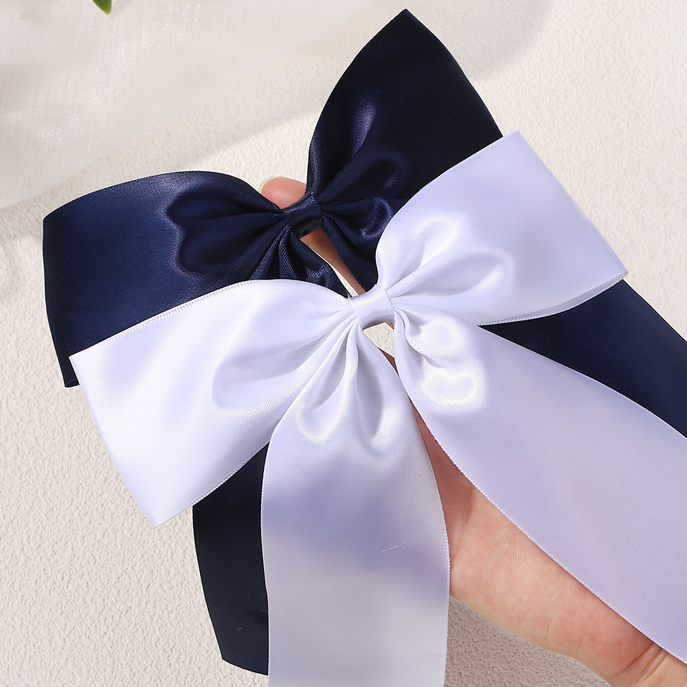 Kẹp tóc nơ ribbon màu xanh hải quân Hàn Quốc handmade - Phụ kiện thời ...