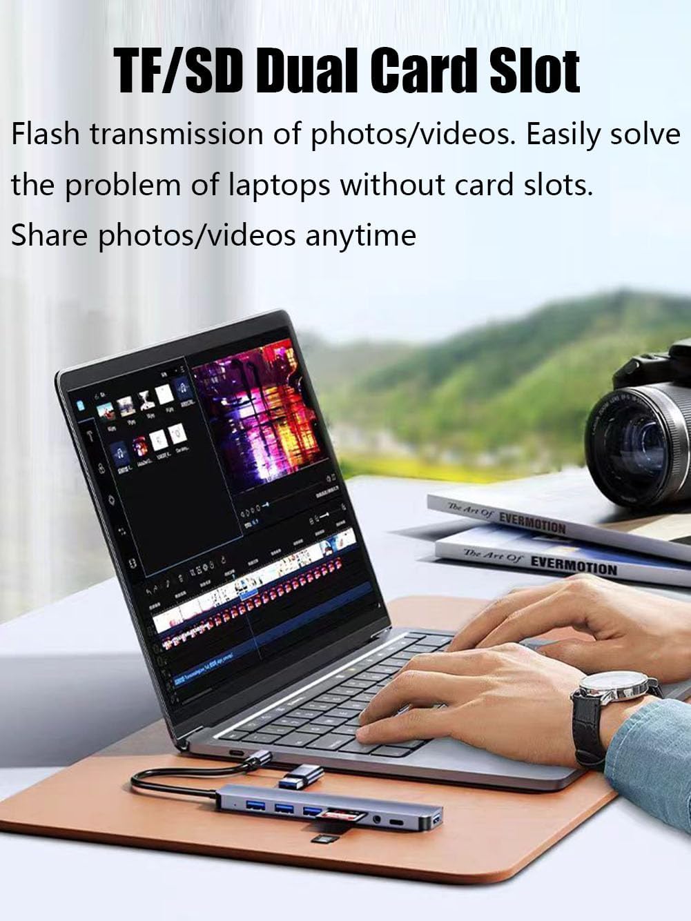 USB Hub 3.0 Nhôm 8 Trong 1 Bộ Chia USB3.0 Loại C TF SD Đầu Đọc Thẻ 3.5 ...