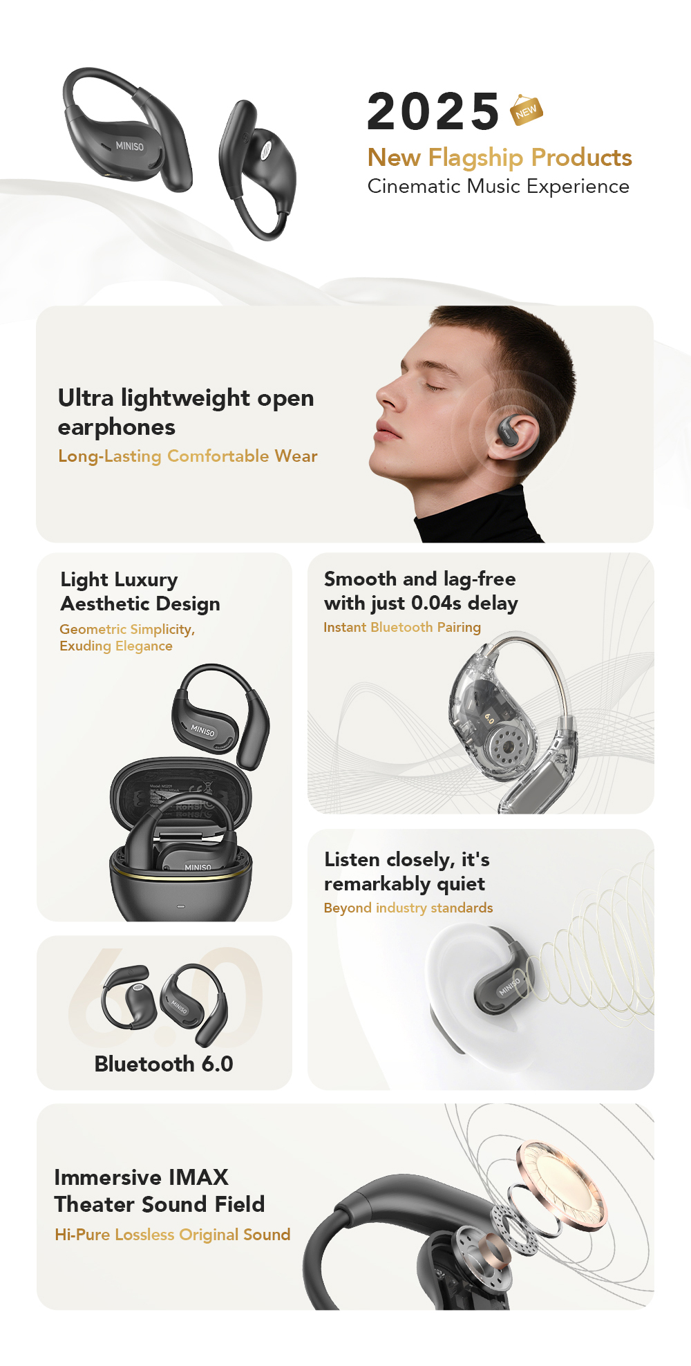 MINISO MS209 Tai Nghe Phiên Dịch AI Tai nghe không dây Bluetooth 6.0 ...