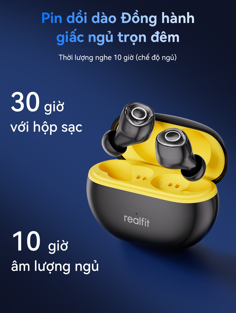 [Nâng cấp mới] Realfit F4 Tai nghe ngủ AI ANC & Tiếng ồn trắng có điều khiển ứng dụng Chống áp ...