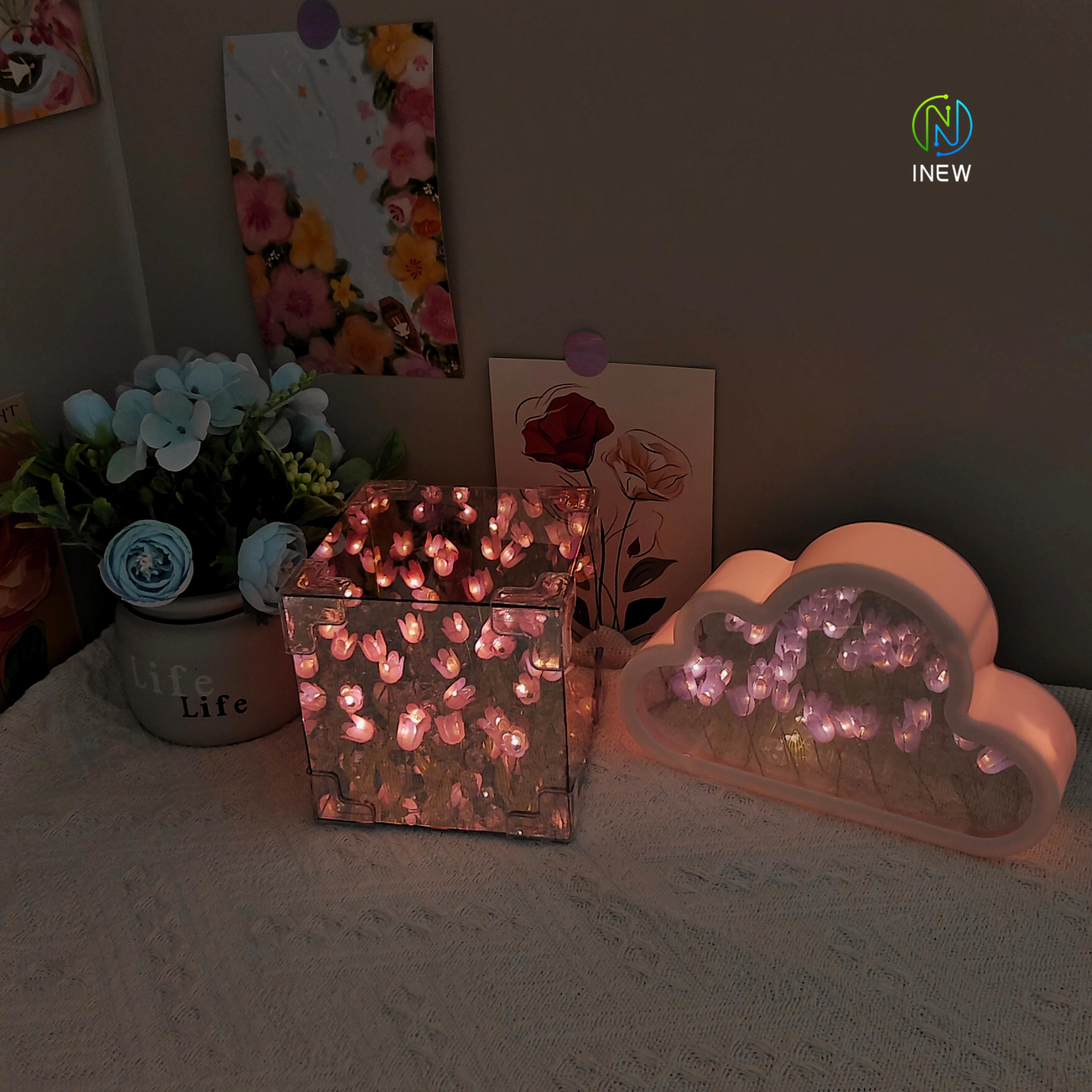Rubik Cube Tulip Little Night Light Handmade DIY Chất liệu quà sinh ...