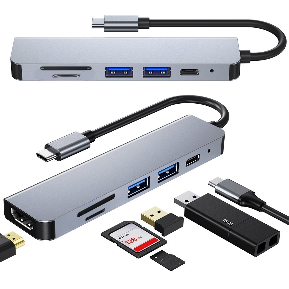 Cổng USB HUB 4K Bộ Chuyển Đổi HDMI USB3.0 USB2.0 Loại C PD Đế Sạc Cho ...