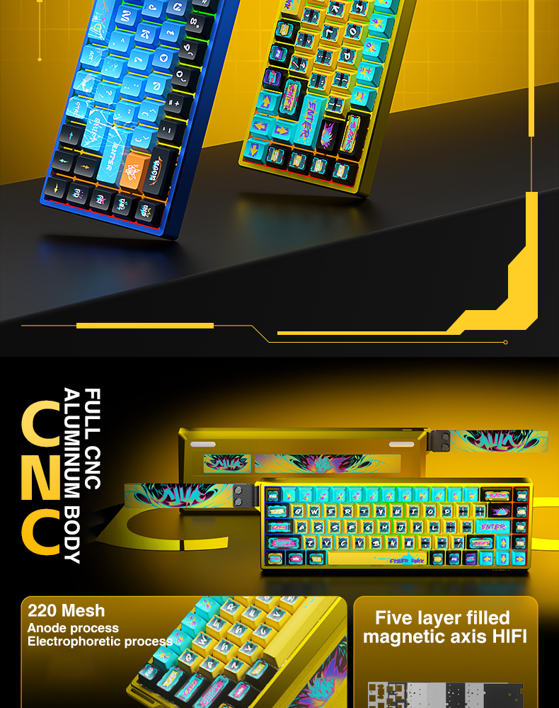 Bàn phím từ tính bằng nhôm AULA WIN68HE Ultra 68Keys RGB Có dây 8K RT ...