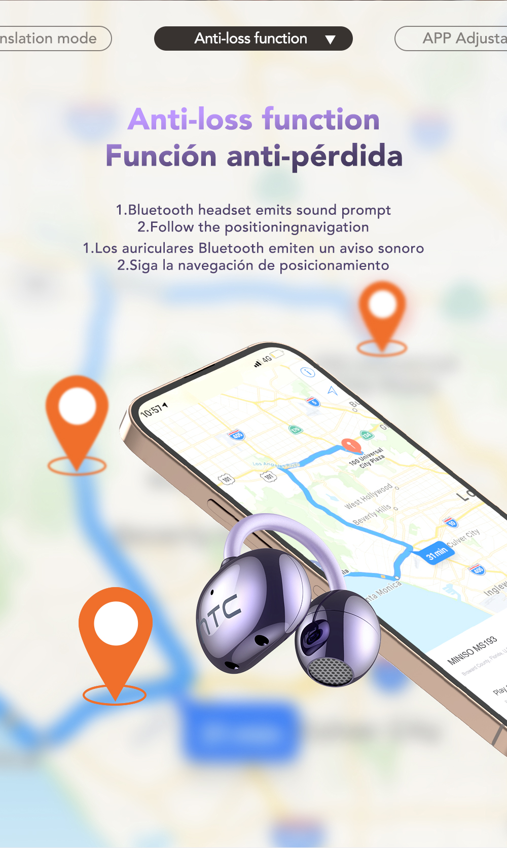 Tai nghe dịch thuật HTC NE32 AI Dịch thuật thời gian thực Tai nghe ...