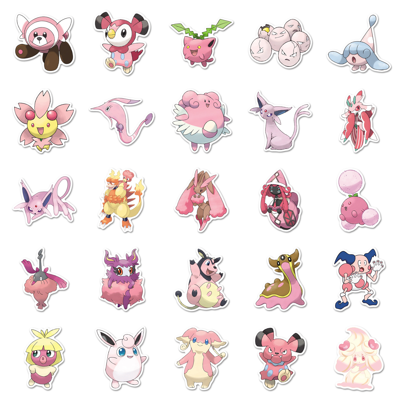 Bộ 50 Miếng Dán Pokemon Màu Hồng Dễ Thương Cho Trẻ Em Hoạt Hình DIY ...